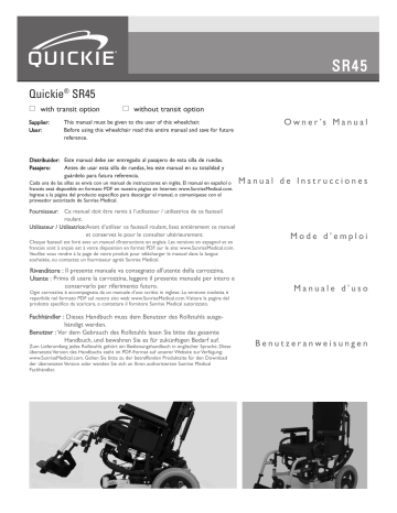 Quickie SR45® Manual Wheelchair Owner's Manual | Manualzz