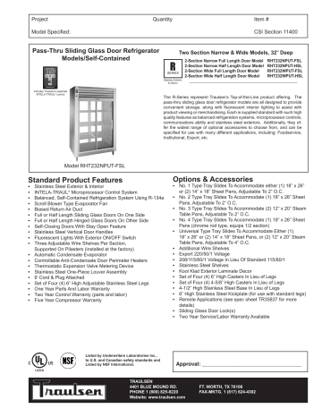Traulsen RHT232WPUT-FSL General Manual | Manualzz