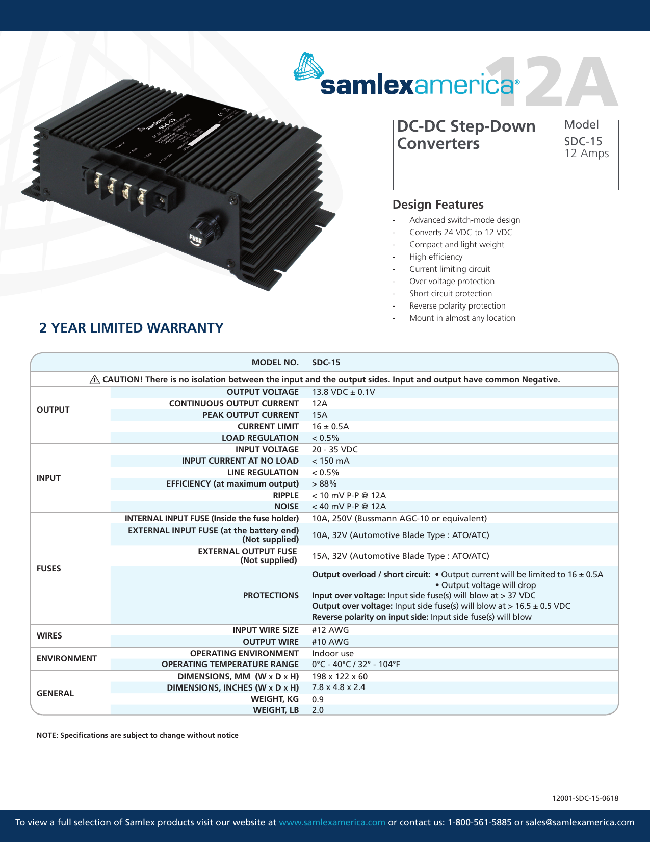 Samlexpower SDC-15 Specification | Manualzz