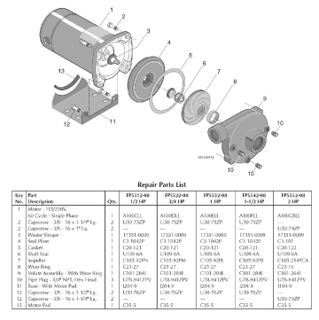 Flotec FP5552 2 HP Cast Iron Centrifugal Pump Parts List | Manualzz