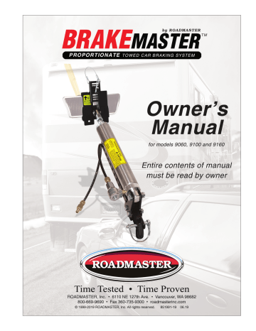 Roadmaster BrakeMaster 9160 Braking System Owner's Manual | Manualzz