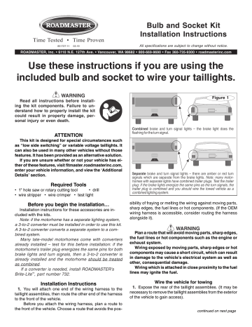 Roadmaster Bulb and socket Wiring Instructions | Manualzz