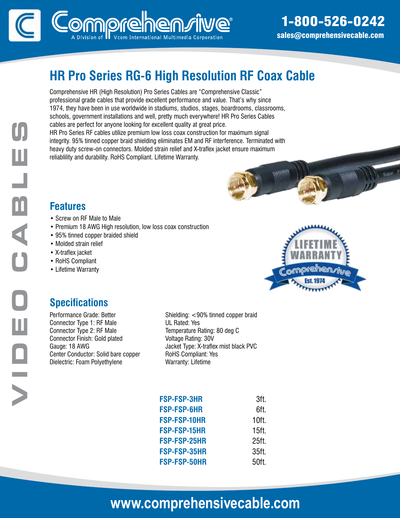 Comprehensive FSP-FSP-50HR Pro AV/ITSeries RG-6 High Resolution RF Coax ...