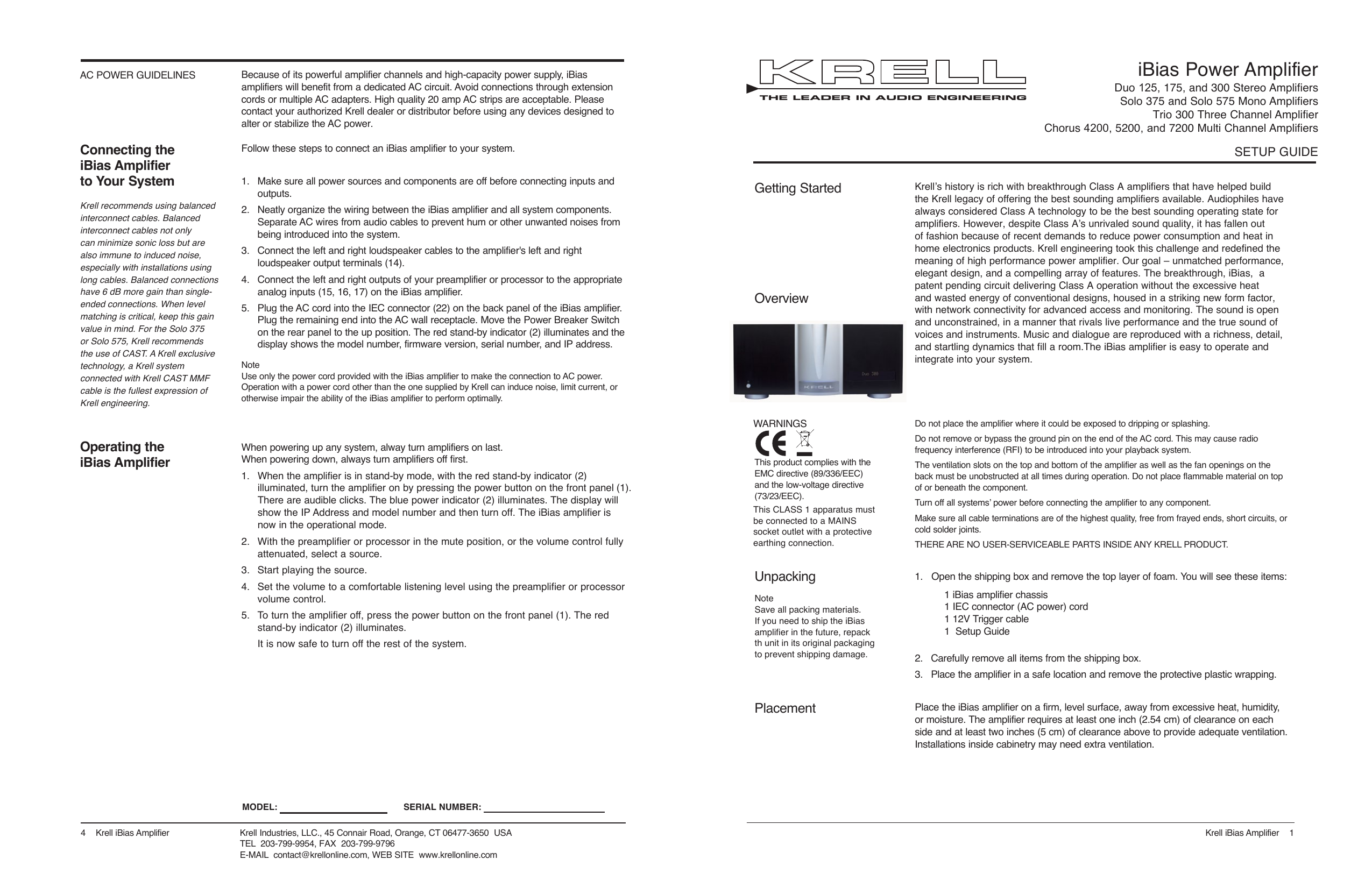 Krell Industries Duo 300 XD, Duo 175 XD, Chorus 4200 XD, Trio 300 XD ...