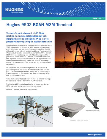 Hughes 9502 M2M Integrated Antenna Terminal Data Sheet | Manualzz