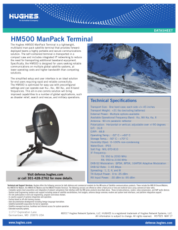Hughes HM500 ManPack Terminal Data Sheet | Manualzz