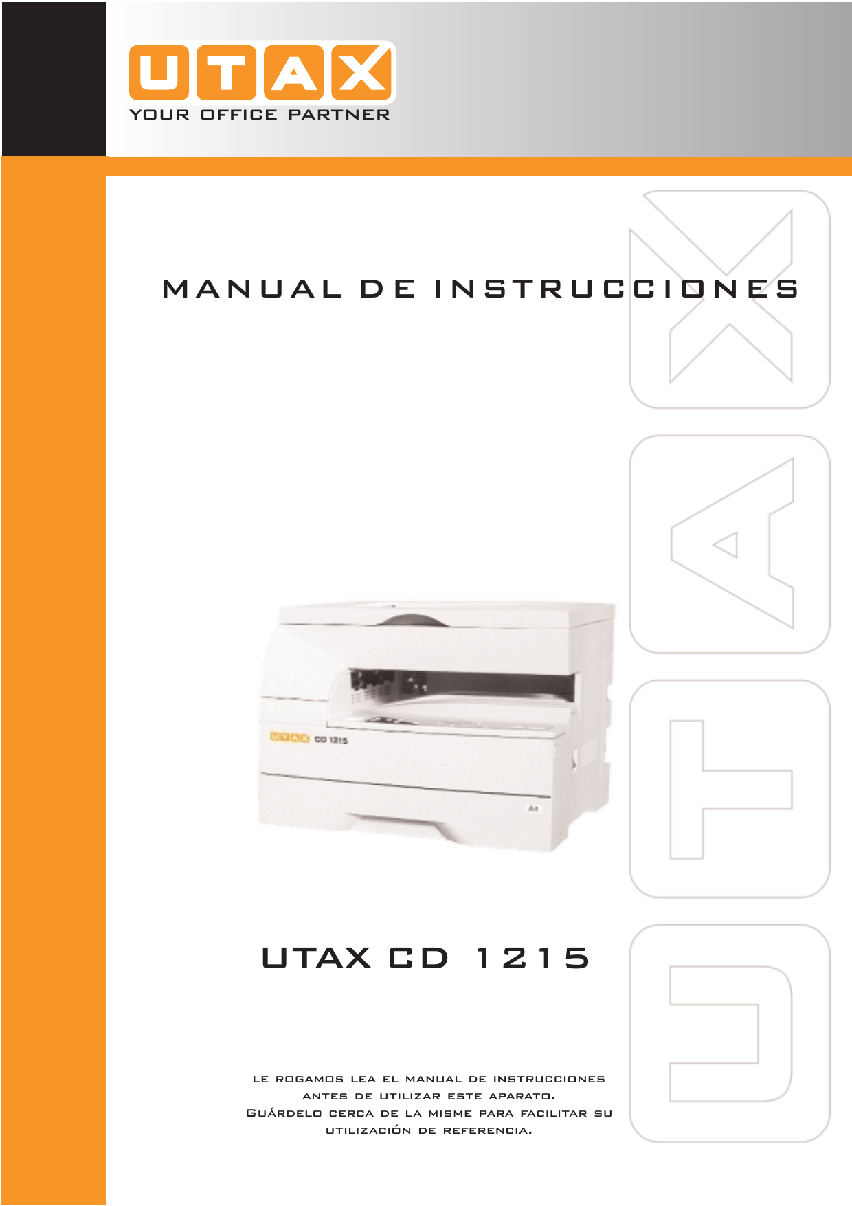 Utax CD 1215 Copy System Instrucciones de operación | Manualzz