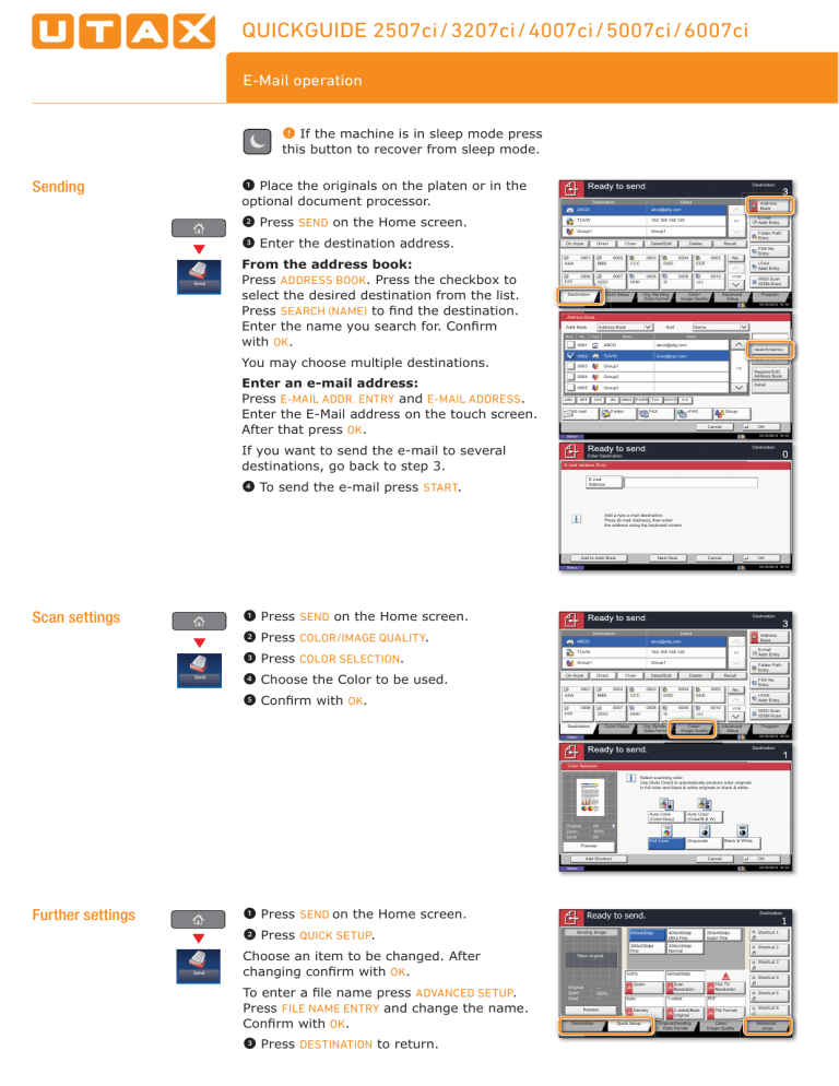 Utax 4007ci, 5007ci, 6007ci, 3207ci, 2507ci Operating instructions ...