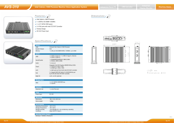 Aplex AVS-310 Machine Vision System Data Sheet | Manualzz