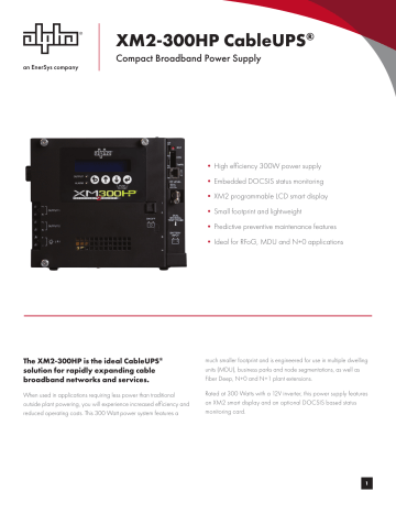 Alpha XM2-300HP CableUPS Series Datasheet | Manualzz