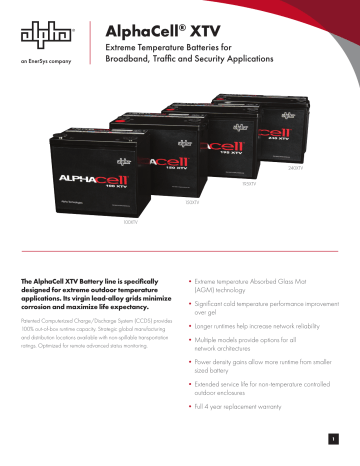 Alpha AlphaCell XTV Datasheet | Manualzz