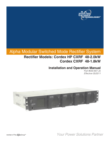 Alpha 48Vdc Cordex™ HP 2kW Datasheet | Manualzz