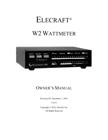 Elecraft W2 Wattmeter / SWR Bridge Owner's Manual | Manualzz
