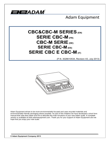 Adam Equipment CBC CBC M Bench Counting Scale User Manual | Manualzz