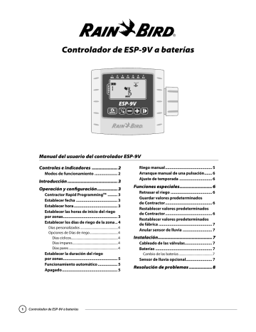 Rain Bird ESP-9V Series Battery-Operated Timer El manual del propietario | Manualzz