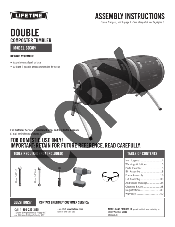 Lifetime 60309 Double Bin Rotating Composter (100 gallon) Owner's ...
