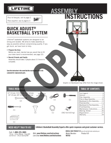 Lifetime 90782 Adjustable Portable Basketball Hoop (46-Inch ...