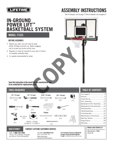 Lifetime 71525 Adjustable In-Ground Basketball Hoop (54-Inch ...