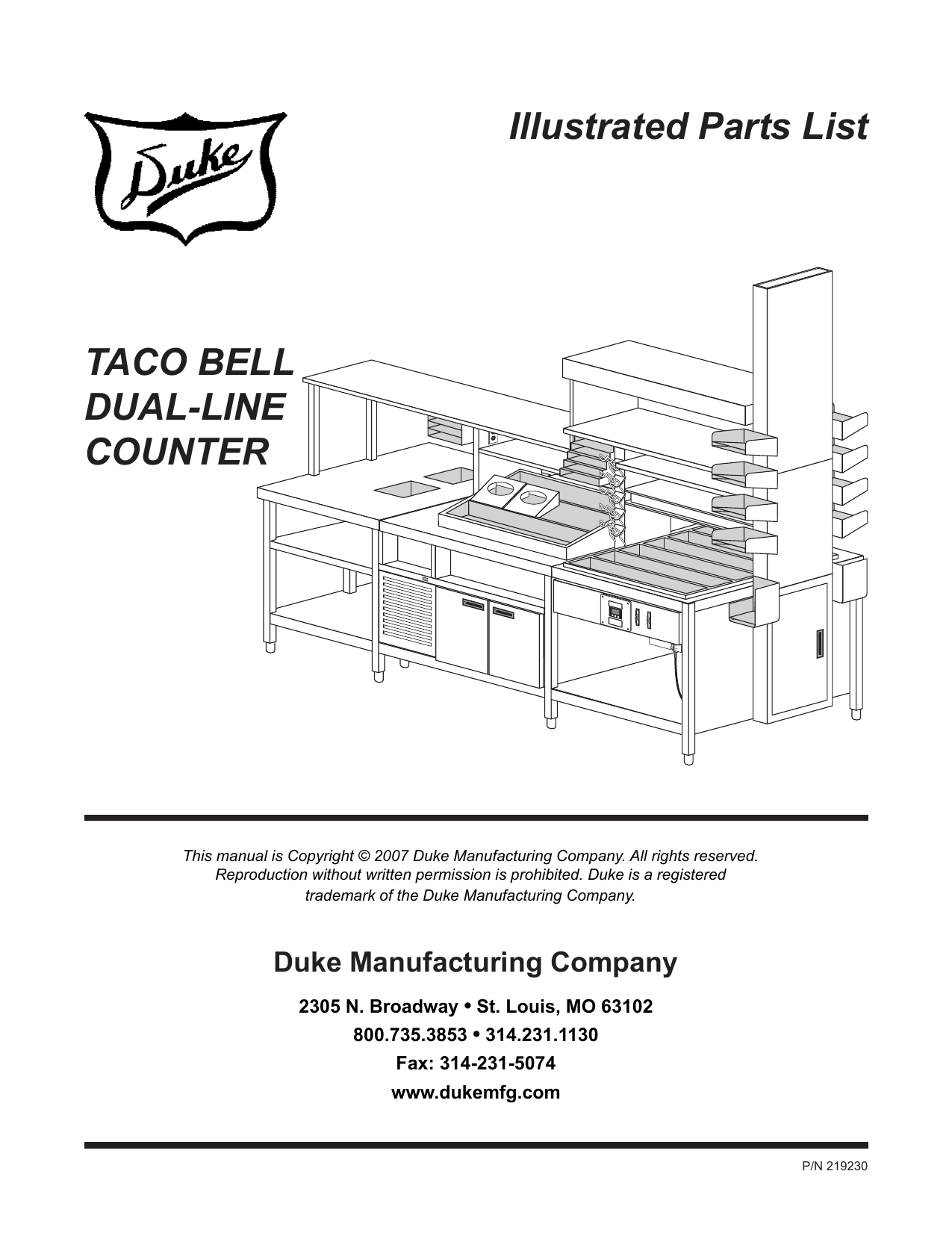Duke Manufacturing PL-2 Part Manual | Manualzz