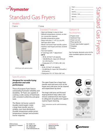 Frymaster GF14 General Manual | Manualzz