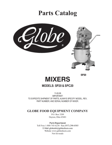 Globe Food Equipment SP20 Part Manual | Manualzz