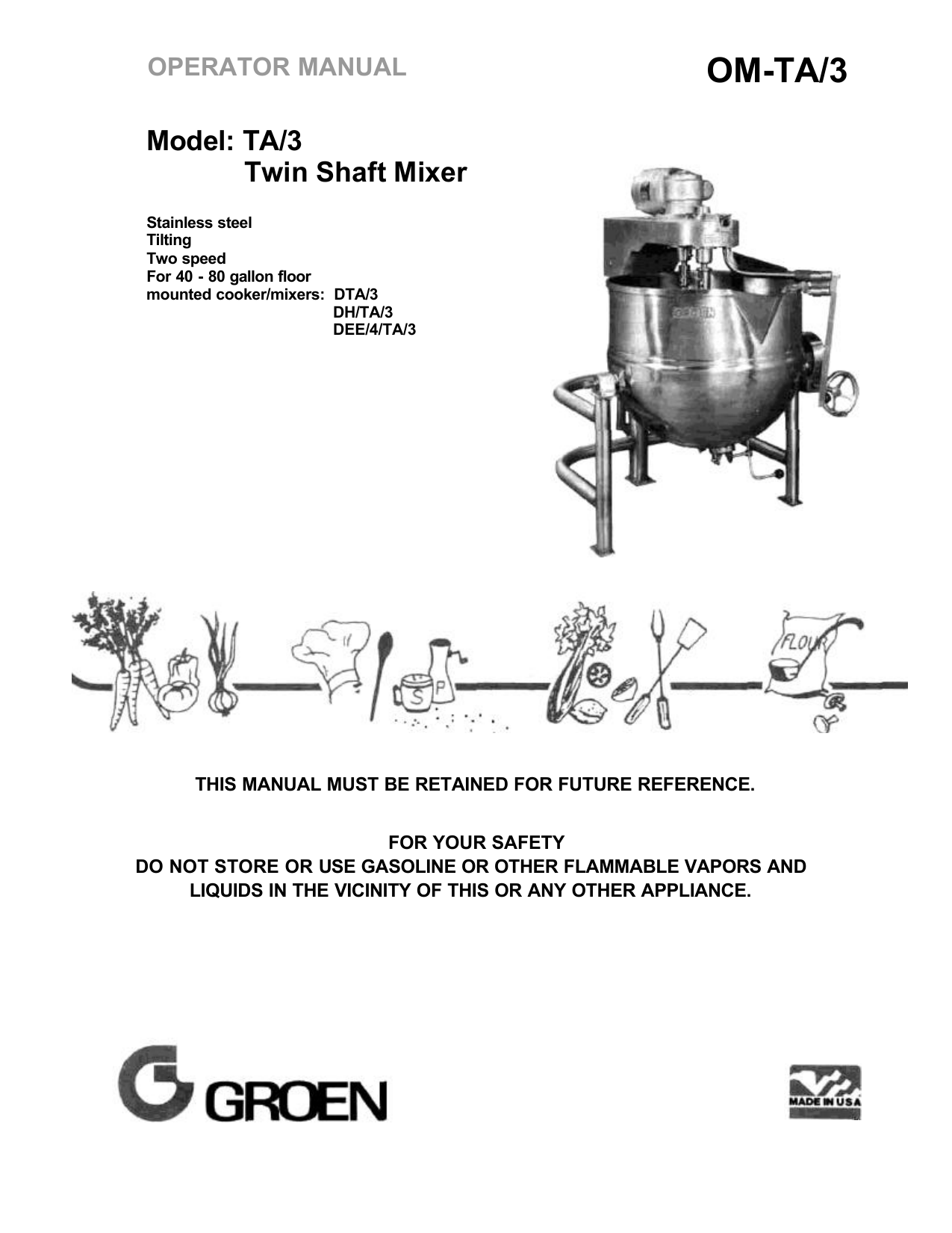 Groen Steamer Parts List