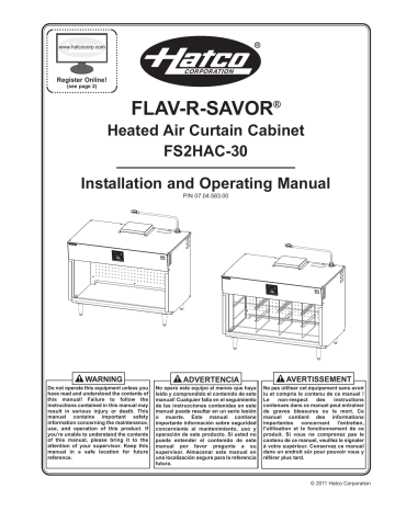 Hatco FS2HAC-30 Installation and Operating manual | Manualzz