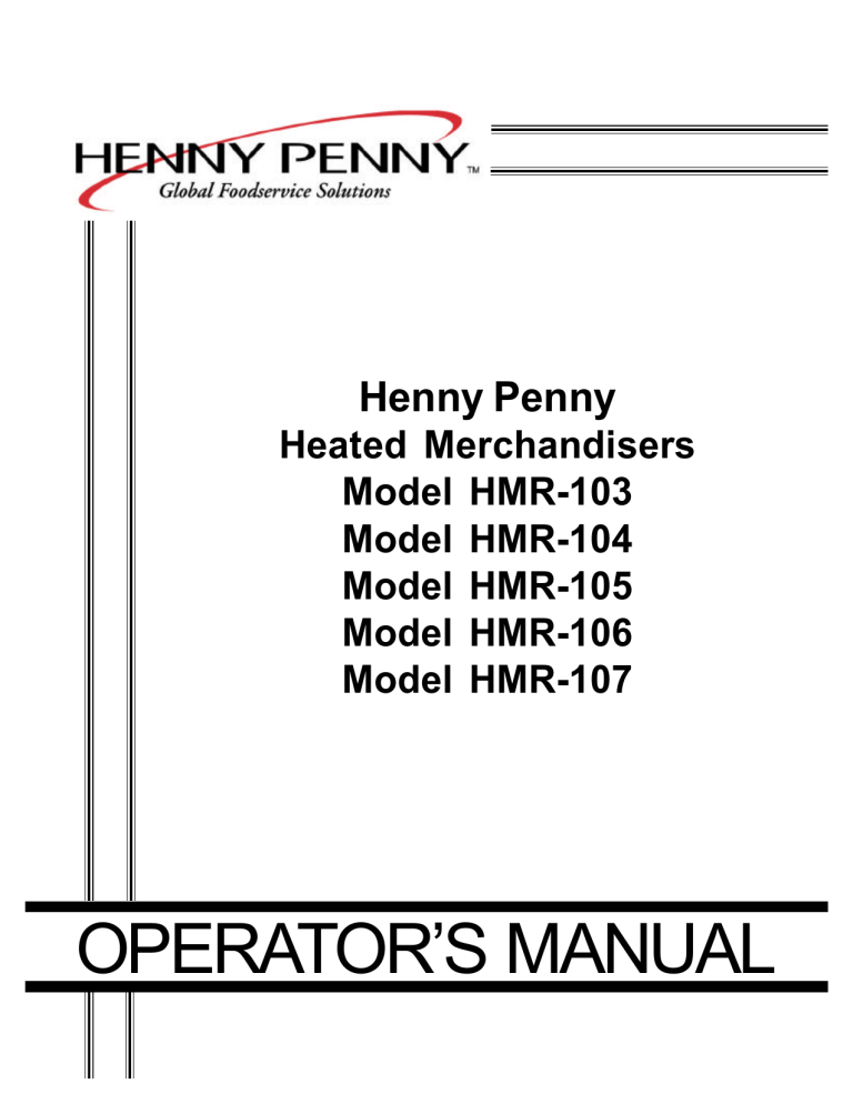 Henny Penny HMR-105 Operating instructions | Manualzz