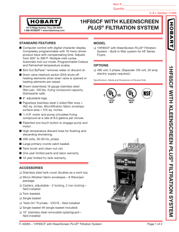 Hobart 1HF85CF General Manual | Manualzz