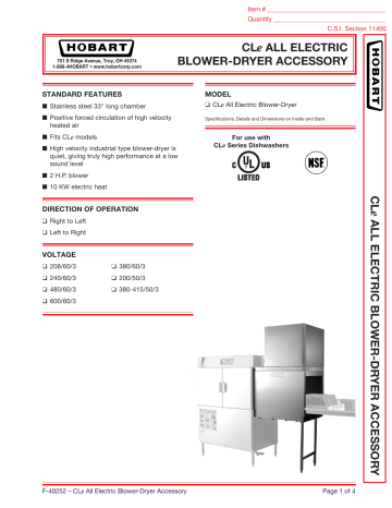 Hobart CLPS86e General Manual | Manualzz