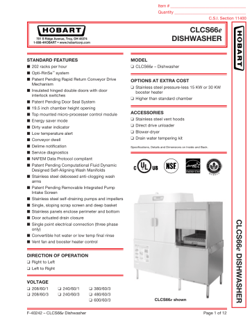 Hobart CLCS66e General Manual | Manualzz