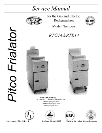 Pitco Frialator RTG14 Service Manual | Manualzz