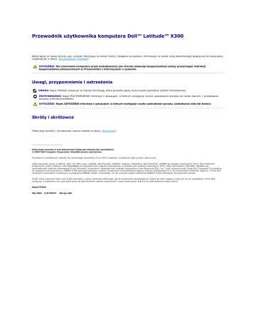 Dell Latitude X300 laptop instrukcja | Manualzz