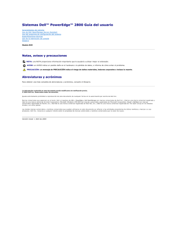 Dell PowerEdge 2800 server Guía del usuario | Manualzz