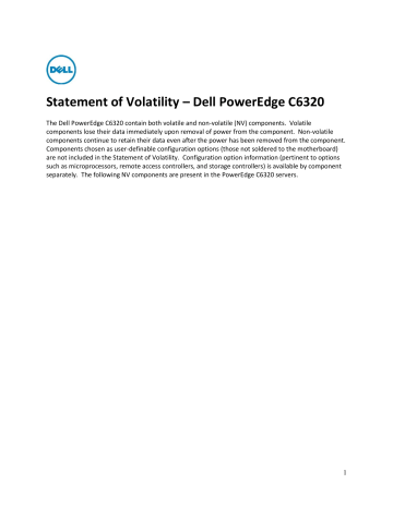 Dell PowerEdge C6320 server Specifications | Manualzz