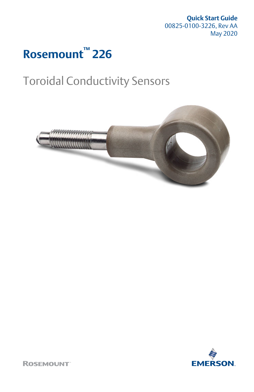 Rosemount 226 Toroidal Conductivity Sensors Owner's Manual | Manualzz