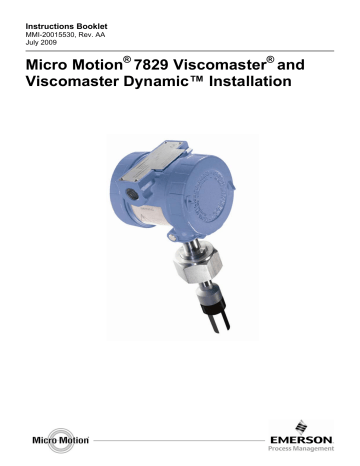 Micro Motion Viscomaster Viscosity Meter - Model 7829 Manuel du ...