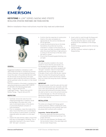 Keystone K-LOK® Series 360/362 and 370/372 Owner's Manual | Manualzz