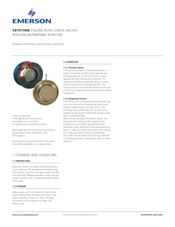 Keystone Figure 85/86 Check valves Owner's Manual | Manualzz