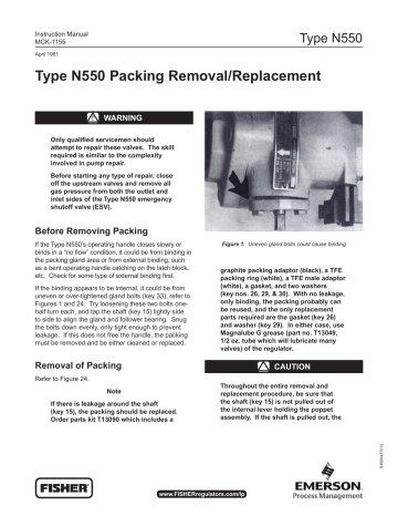 Fisher N550 Packing Removal / Instruction manual | Manualzz