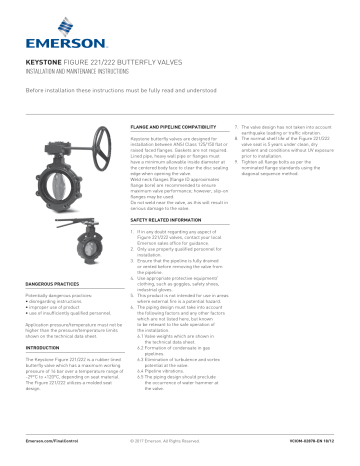 Keystone Figure 221/222 Butterfly Valves Installation And Maintenance ...