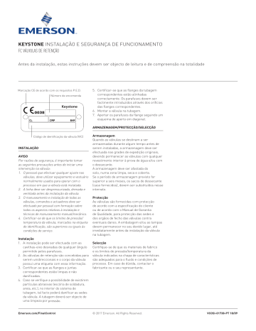 Keystone Model FC Check Valves O&SI Manual do proprietário | Manualzz
