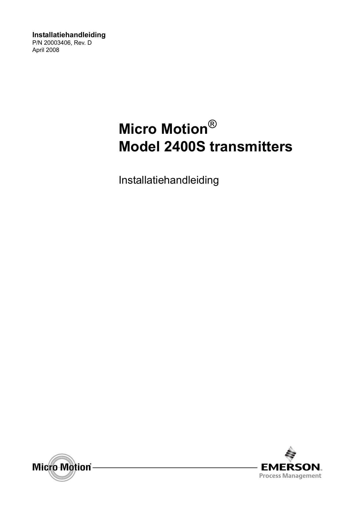 Micro Motion Model 2400S Installatie gids | Manualzz