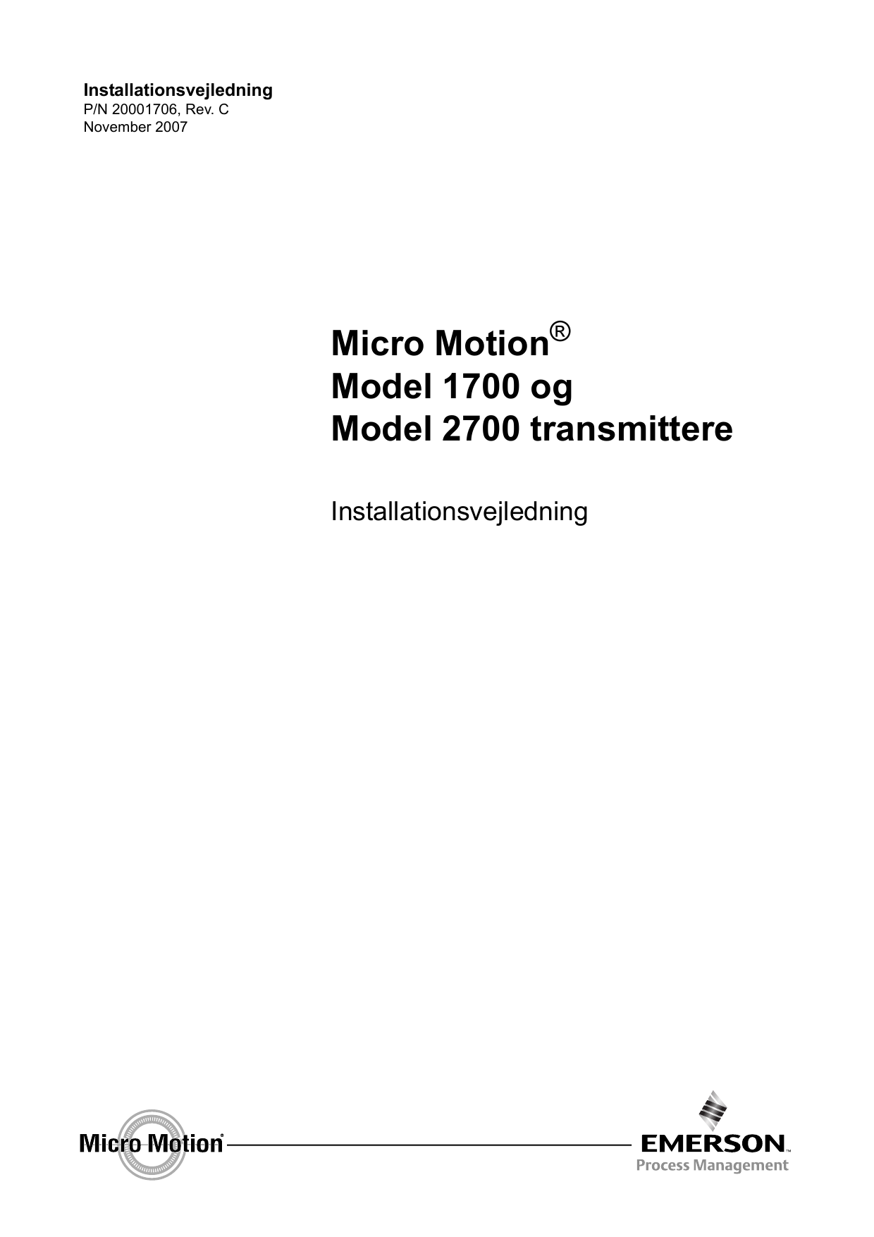 Micro Motion Model 1700 og Model 2700 transmittere ...