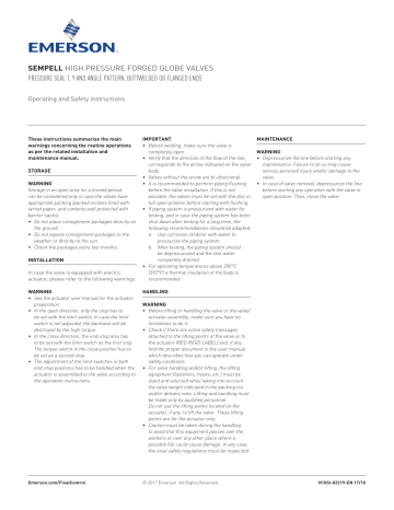 Sempell high pressure Forged Globe Valves Owner's Manual | Manualzz