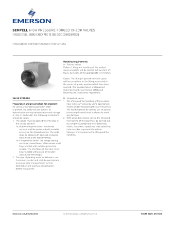 Sempell High Pressure Forged Check Valves Owner's Manual | Manualzz