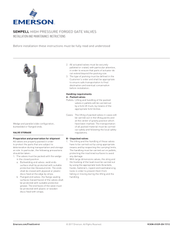 Sempell High pressure forged gate valves Owner's Manual | Manualzz