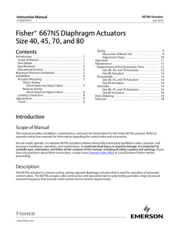 Fisher 667NS Diaphragm Actuators Size 40, 45, 70, and 80 Instruction ...