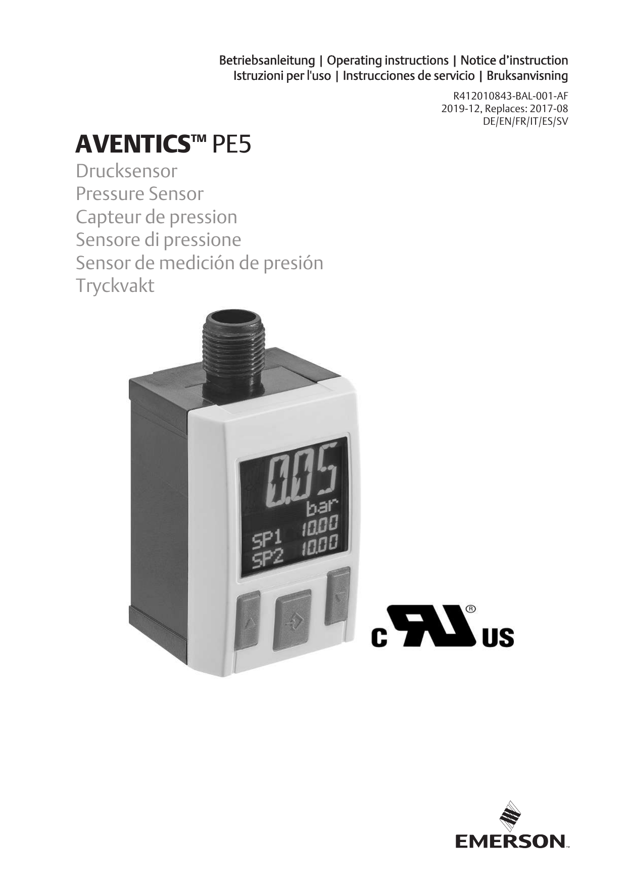AVENTICS Pressure sensor PE5 Manuel du propriétaire | Manualzz