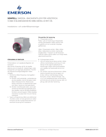 Sempell Forged High Pressure Check Valves IOM Bruksanvisning | Manualzz